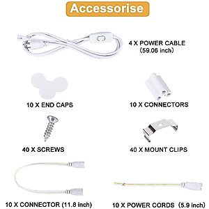 GAYUSAN 10Pack 8Ft LED Shop Light Fixture,90W 10000 Lumens 5000K Daylight White, Clear Cover,V Shape T8 Integrated 8 Foot Led Tube Light for Cooler,Garage,Warehouse