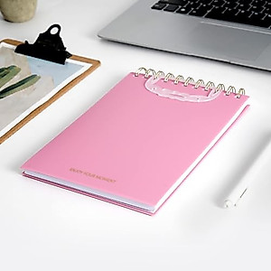 Yoment Top Spiral Notebooks Left Handed Notebooks Lined 6"x 9" College Ruled Waterproof Cover Notepad 160 Pages Spiral Notebook Durable Meeting Notebook for Work School Office Business,Pink