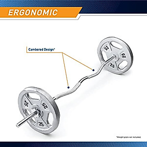 Marcy Threaded Chrome Steel Curl Bar with Collars for All Standard Plates Free Weightlifting Accessory for Home Gym TCB-48R