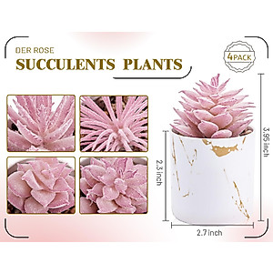 Der Rose 4 Packs Fake Plants Artificial Plants Indoor for Home Office Desk Accessories for Women