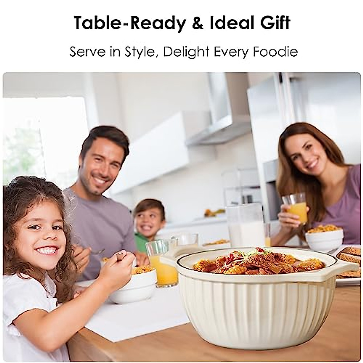 Yanzao Enameled Cast Iron Dutch Oven Pot with Lid and Handle, 4.75 Quart, Ceramic Interior, Nonstick, Large Cast Iron Pot, Cooking Pot, Dutch Oven for Sourdough Bread Baking, Rice, Cooking Spanish, 500 Degrees, Dishwasher Safe, Cookware, Kitchen Pot (Ench