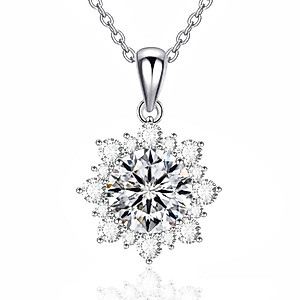 BLIVSTAR Moissanite Necklaces for Women 925 Sterling Silver Necklace with 1CT Diamond 18K Plated Pendant Dainty Jewelry Gift for Women Mom Girls