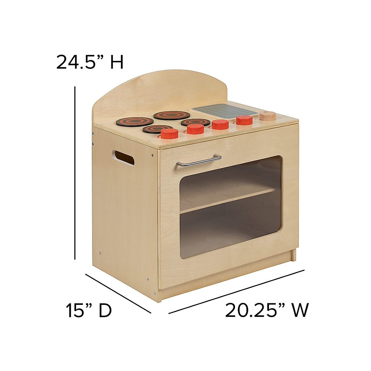 Flash Furniture Children's Wooden Toy Kitchen Set with Pretend Stove, Sink, and Refrigerator, 3-Piece Interactive Kids Playset for Educational Play