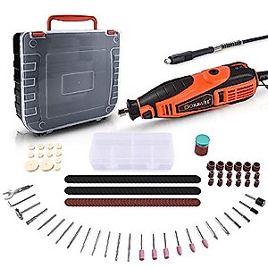 GOXAWEE Rotary Tool Kit with 180 Rotary Tool Accessories & Flex Shaft & Universal Collet, 5 Variable Speed Rotary Multi-Tool, Mini Electric Drill Set for Crafting DIY Project