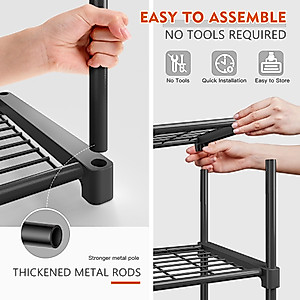 REIBII Wire Shelving Shelving Units and Storage Metal Shelves Storage Shelves 4-Tier Shelving Unit Storage Shelf Pantry Shelves Wire Shelf, 25.6" W x 15.8" D x 47.3" H