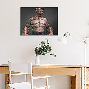 Modern Art Posters Popeye Tattoo Muscle Sailor Funny Posters Cartoon Gym Room Decor Canvas Wall Art Prints for Wall Decor Room Decor Bedroom Decor Gifts 24x32inch(60x80cm) Frame-Style