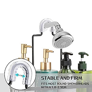 Mqafkpu Shower Organizer Hanging, Non Drilling Shower Caddy Over Head with Hooks for Razor and Sponge, Rustproof Stainless Steel Shower Racks for Inside Shower for Bathroom & Shower Room