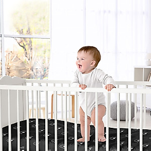 Sweet Jojo Designs Black and White Boho Rainbow Boy or Girl Fitted Crib Sheet Baby or Toddler Bed Nursery - White and Black Bohemian Celestial Sky Outdoors Nature Gender Neutral