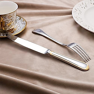 Zerophilo Silverware Set Gold Cutlery Set Mirror Polished Flatware Set Stainless Steel knife fork spoon Dishwasher Safe Gift of Wedding Housewarming Service for 1 (Gold)