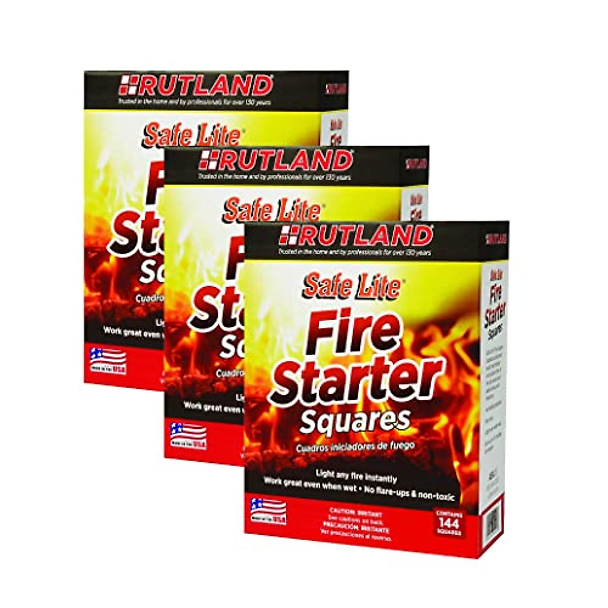 Rutland 50B Safe Lite Fire Starter Squares, 144 Squares (Thrее Рack)