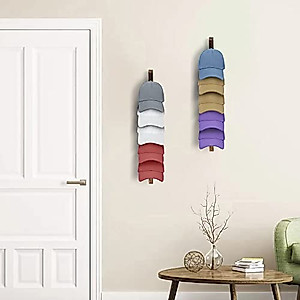 Hat Rack for Wall, Wooden Baseball Caps Organizer Wall Mount Baseball Hat Holder Wall Vertical Hat Racks for Closet Door Bedroom Entryroom Laundry