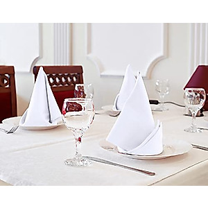 Utopia Kitchen White Cloth Napkins [12 Pack, 18x18 Inch] Cotton Blend Washable and Reusable Table Dinner Napkins for Hotel, Lunch, Restaurant, Weddings, Event and Parties