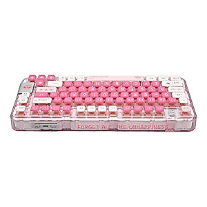 Sanpyl Pink Wired RGB Gaming Keyboard, 80 Keys Three Modes Noise Reduction Mechanical Keyboard, Bluetooth 3750mAh 2 Layer Keycaps for Win, for OS X, for iOS, for Android