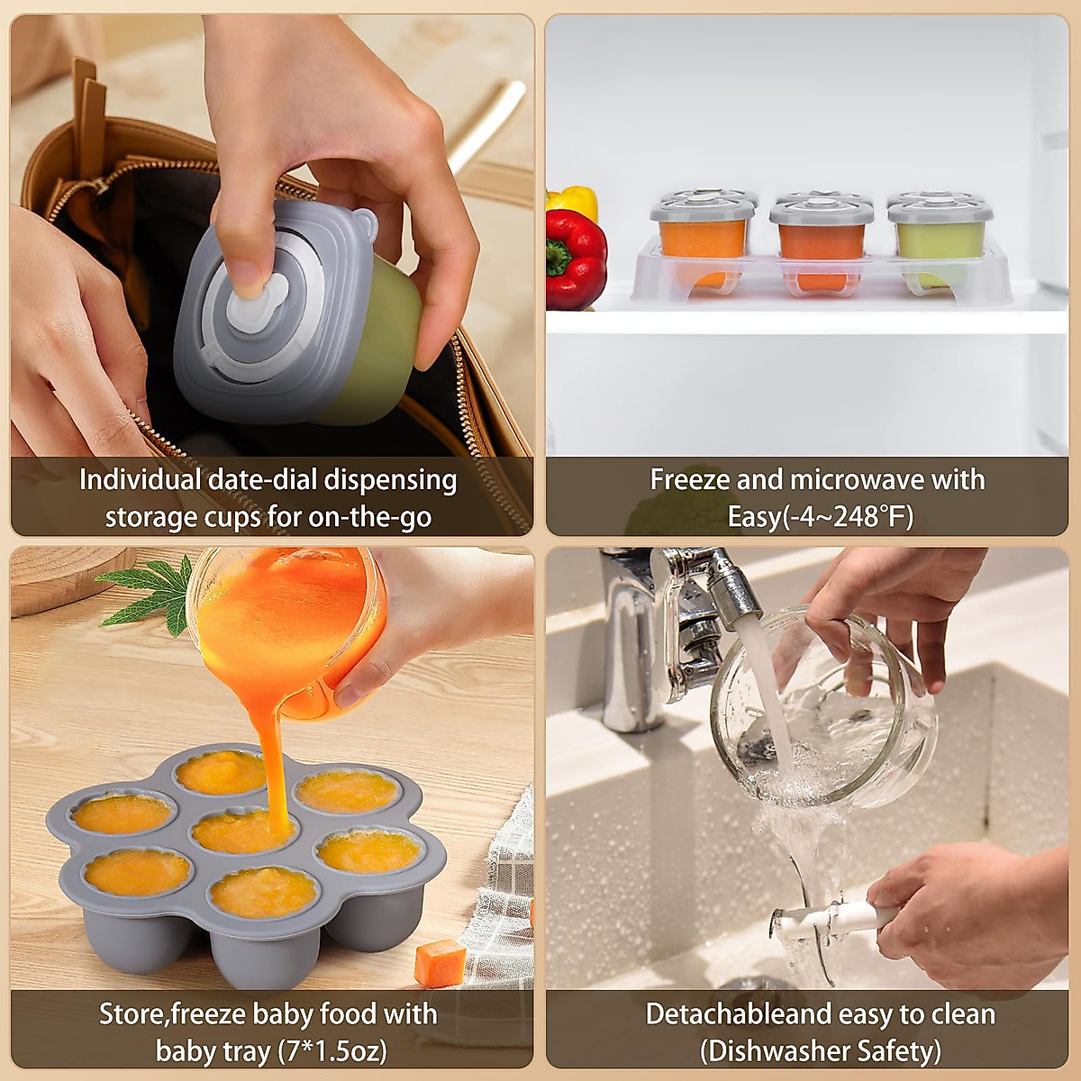 KNOIER Baby Food Maker, 14 in 1 Set for Baby Food, Fruits, Meat, Mini Baby Food Processors with Containers/Food Chopper with 6 Bi-Level Blades, Baby Essentials Gift Set with Baby Food Feeder