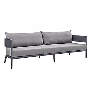 Armen Living Argiope Modern Outdoor Patio Conversation Set, 4 Piece, Dark Gray