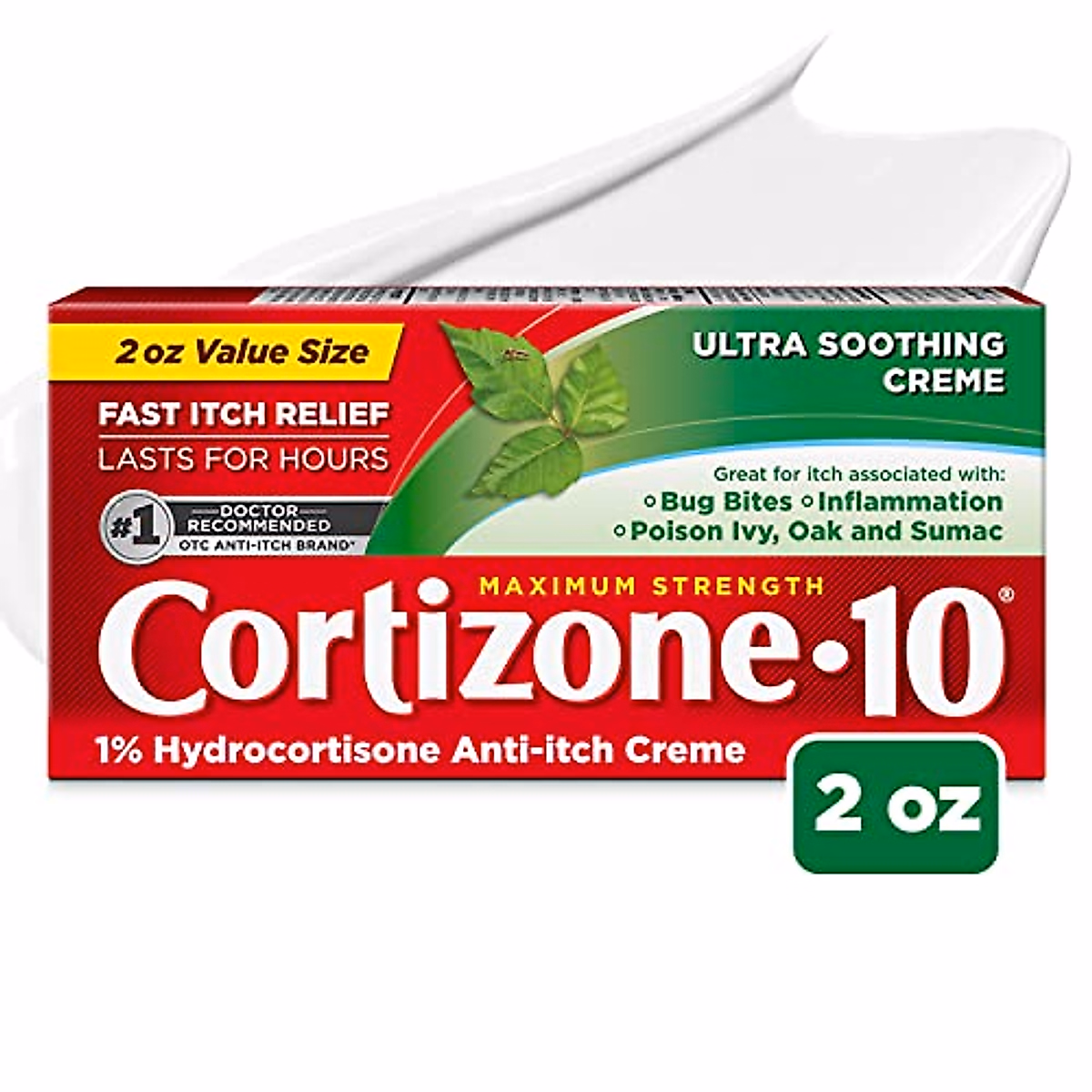 Cortizone 10 Maximum Strength Ultra Soothing Anti-Itch Cream, 1% Hydrocortisone Creme, 2 oz.