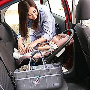 Lily Miles Baby Diaper Caddy - Large Organizer Tote Bag for Infant Boy or Girl - Baby Shower Basket - Nursery Must Haves - Registry Favorites - Collapsible Newborn Caddie Car Travel