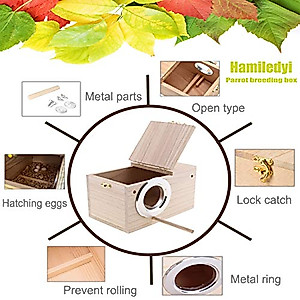 Hamiledyi Parakeet Nest Box 2Pcs Bird House Budgie Wood Breeding Box for Lovebirds, Parrot Mating Box