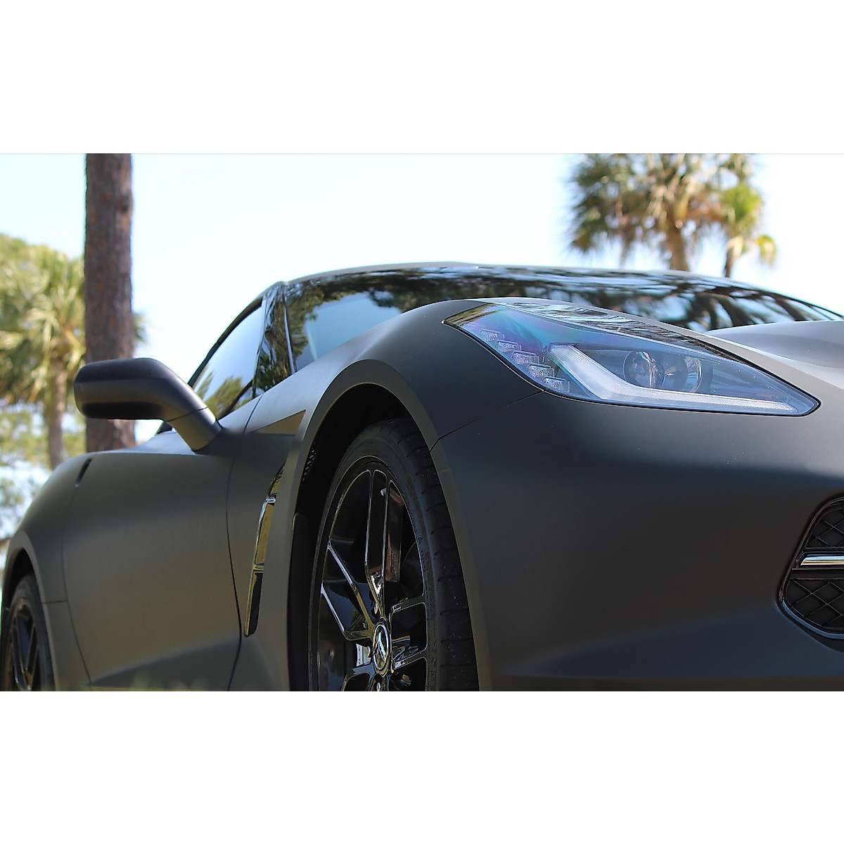 LZLRUN Matte Black Vinyl Wrap Self Adhesive Air Release Bubble - Outdoor Rated for Automotive Use - 12" x 60" Knife + Hand Tool (1FT X 5FT)