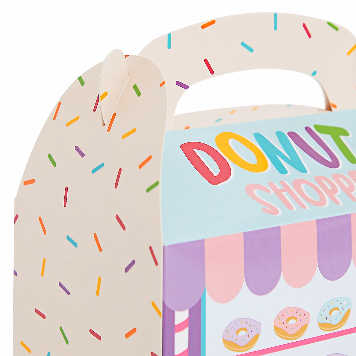BLUE PANDA 24 Pack Donut Treat Boxes with Handles for Goodies, Donut Grow Up Birthday Party Supplies (6 x 3.3 x 3.6 In)