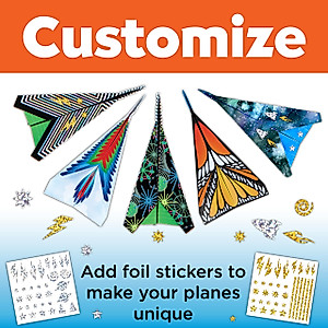 Creativity for Kids Stunt Squadron Fold & Launch Paper Airplanes: Create 80 Paper Airplanes, STEM Science Kit for Kids, Paper Airplane Craft Kit for Kids, Gifts and Toys for Boys Ages 6-8+