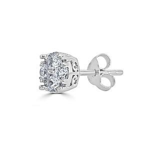 Single (1 piece) Diamond Stud Earring Set in 925 Sterling Silver with Natural Diamonds (.50)