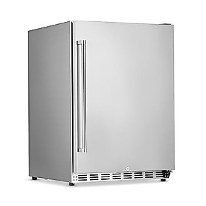 NewAir 24" Outdoor Beverage Refrigerator | 5.3 Cubic Feet Storage| Weatherproof Stainless Steel Fridge | Built-In or Freestanding Outdoor Patio Fridge For Beer, Wine, Food NCR053SS00