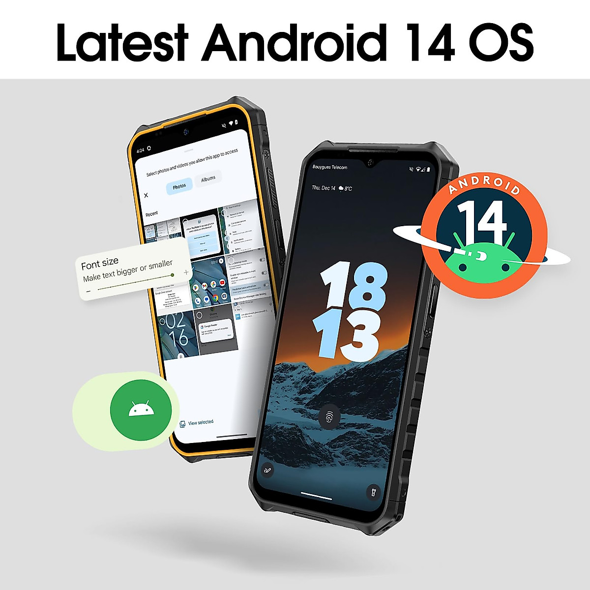 Ulefone Unlocked Rugged Phones, Armor X13 (12+64GB), 50MP Rear Camera, 24MP Night Vision Camera, Android 14 OS Rugged Smartphone, 6.52” Screen, 6320mAh, NFC, GPS, Dual 4G Mobile Phone- Black