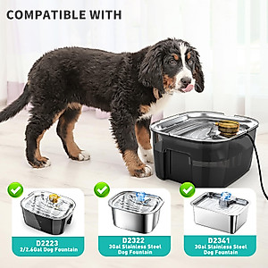SwSun Dog Water Fountain Pump for 2.6/2 Gallons Large Dog Water Fountain Stainless Steel for Large Dogs, Replacement Water Pump for D2223, D2322, D2341 Models, Long Lifespan, Quiet and Safe, USB Cable
