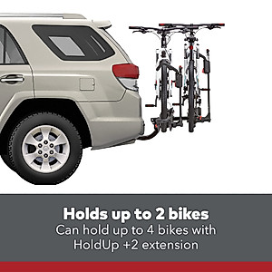 Yakima HoldUp 2" Tray Hitch Bike Rack Fully Assembled Hitch Mount Holds 2 Bikes and Fits 20"-29" Wheel Sizes, SKS Locks and Side-to-Side Adjustability