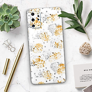 DesignSkinz Karamfila Yellow & Gray Floral V5 Protective Vinyl Decal Wrap Skin Cover Compatible with The Samsung Galaxy S20 (Screen Trim & Back Glass Skin)