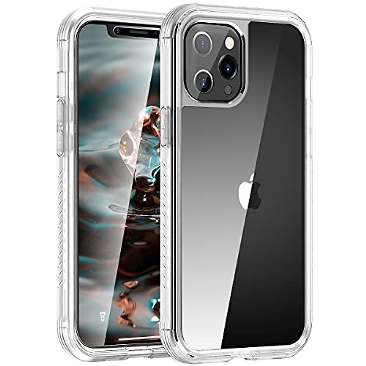 Omio for iPhone 12 Pro Max Case with Built-in Screen Protector 360 Full Body Protective Phone Case for iPhone 12 Pro Max, Heavy Shockproof Anti-Scratch Rugged Case for iPhone 12 Pro Max - Clear.