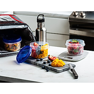 Elegant Disposables Twist Top Containers Small Food Storage Containers Blue Screw on Lid Reusable Stackable Leakproof Airtight, Pack of 10- 4 oz Containers