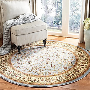 SAFAVIEH Lyndhurst Collection 4' Round Light Blue/Ivory LNH312B Traditional Oriental Non-Shedding Dining Room Entryway Foyer Living Room Bedroom Area Rug