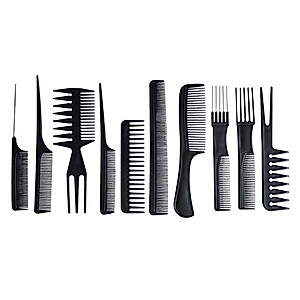 10PCS Black Hair Comb Set Hair Styling Comb for Women Men Kids Hairdressing Hair Cutting Combs for Hair Styling Tool