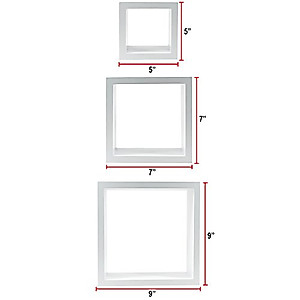 Sorbus Floating Box Shelves — Square Cube Wall Decor Hanging Shelves Decoration — Shelf for Living Room, Bedroom, Trophy Display, Photo Frames