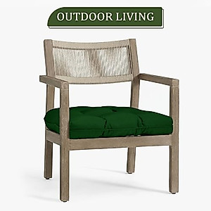 LOVTEX Indoor/Outdoor Tufted Seat Cushions for Patio Furniture Set of 2, 19x19 in Green Outdoor Chair Cushions - Overstuffed Patio Furniture Cushions for Wicker Chair with Round Corner