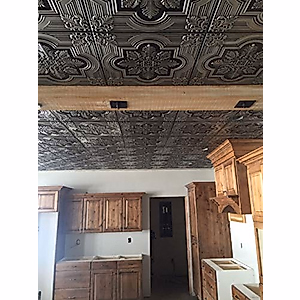 From Plain To Beautiful In Hours 206 Large Snowflake PVC 2' x 2' Lay-in or Glue-up Ceiling Tile, Pack of 25, Antique Silver, 25 Piece