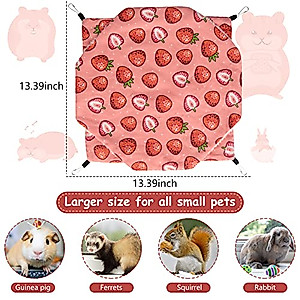 Bonjin Pet Small Animal Hanging Hammock, Ferret Squirrel Bunkbed Hammock Cage Toy for Hamster Rat Sugar Glider Parrot Guinea Pig Hideout Play Sleep (Strawberry X 2pcs)