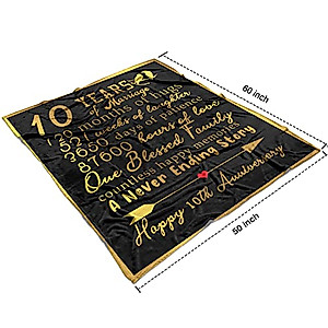 Gifts for 10th Anniversary Blanket, 10 Year Wedding Anniversary Couple Gifts for Dad Mom Grandparents-Blanket for Couples, Valentine, Birthday, Soft and Cozy Throw Blanket 50x60 Inch