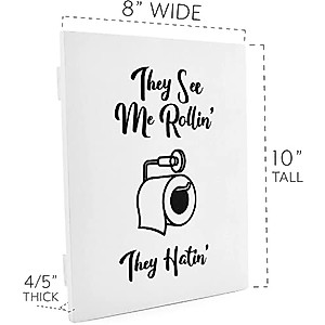 Decorae Wooden Funny Bathroom Signs (Set of 3); Cute Humorous Wall Art Each 10 x 8 Inches