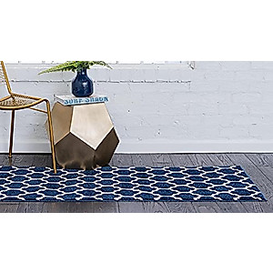 Unique Loom Trellis Collection Modern Morroccan Inspired with Lattice Design Area Rug, Runner 2' 0" x 6' 1", Dark Blue/Navy Blue