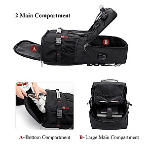 WITZMAN Travel Backpack for Men Convertible Duffle Luggage Bag fit 17 Inch Laptop Carry On Bags for Airplane (B681 Black)