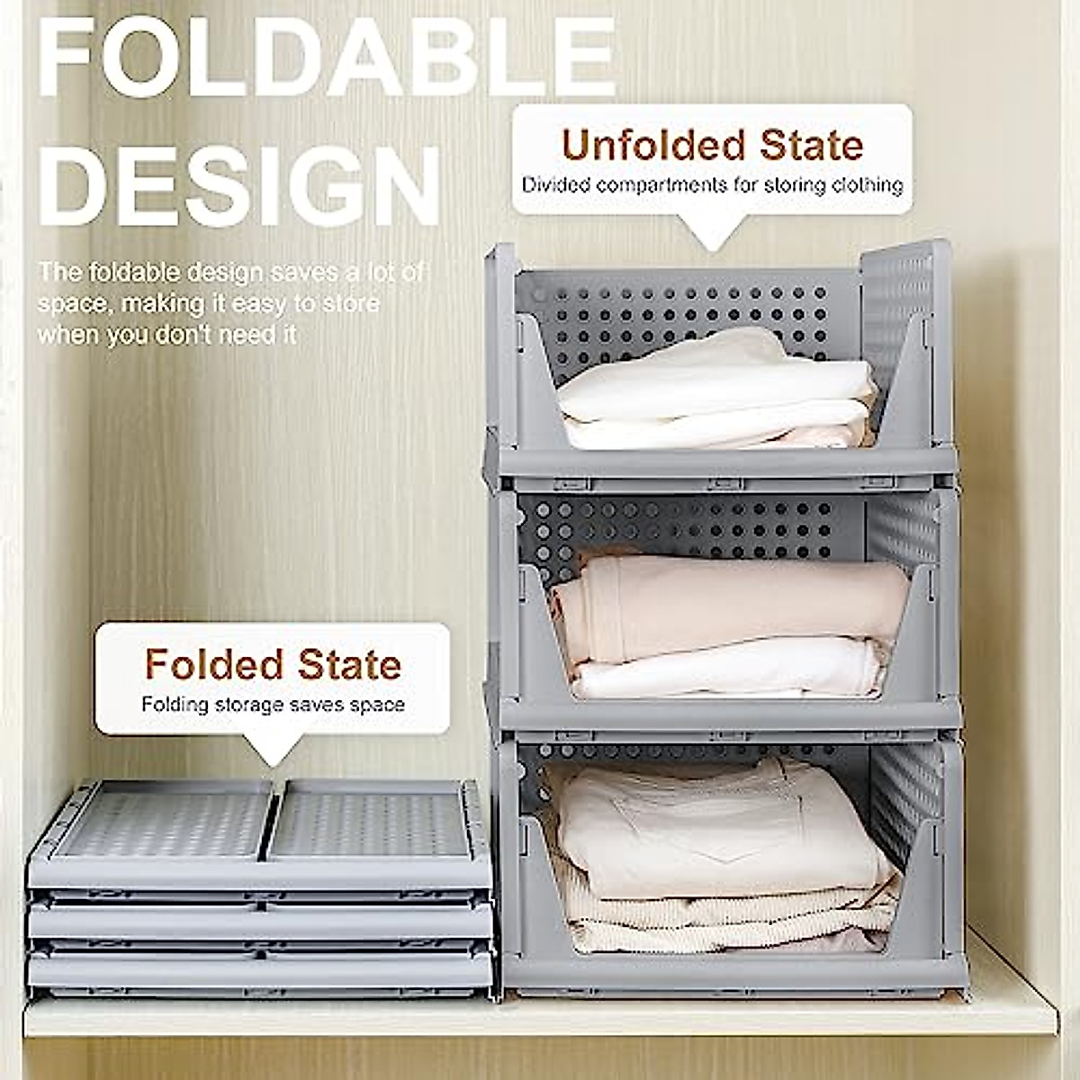 Homde 3 Pack Closet Organizer Stackable + 2 Pack Storage Bins 57.8QT with Lids and Wheels
