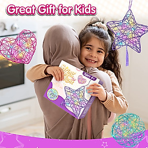 ESOXOFFORE 3D String Art Kit for Kids,Christmas Birthday Gifts for 8 9 10 11 12 Year Old Girls Boys,Arts and Crafts for Girls Ages 8-12 Heart Star Round Lantern Toys 20 Multi-Colored LED Bulbs
