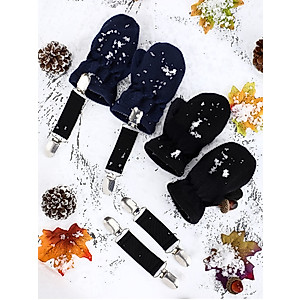 Hotop 2 Pairs Toddler Baby Winter Mittens Kids Fleece Warm Easy on Mittens with Glove Clips for Baby Boy Girl