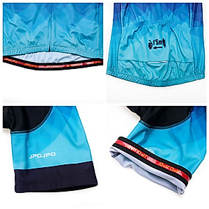 Cycling Jersey Bib Shorts Set Men Bike Top Suit Full Zipper Cycle Shirt Road Bicycle Riding Racing MTB Mountain Clothing Blue L