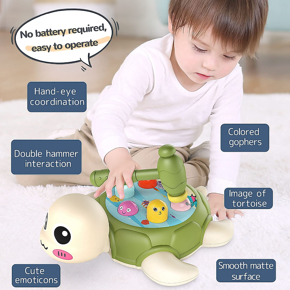 Grechi Hammering and Pounding Toy,Toys for 3 4 5 6 Year Old Boys,Baby Interactive Toys Toddler Activities Games with 2 Hammer,Learning,Active,Early Educational Toy,Gift for Boys Girls Toddlers