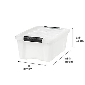 IRIS USA 12 Qt. Plastic Storage Container Bin with Secure Lid and Latching Buckles, 6 pack - Pearl, Durable Stackable Nestable Organizing Tote Tub Box Toy General Organization Small