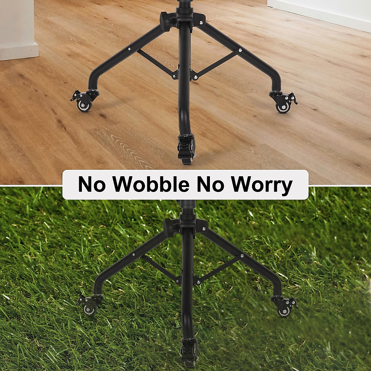 Tossbiss Laptop Tripod on Wheels with 2 Shelves, Portable Projector Floor Stand Adjustable Height 25.9 to 51.8 Inch with Phone Holder